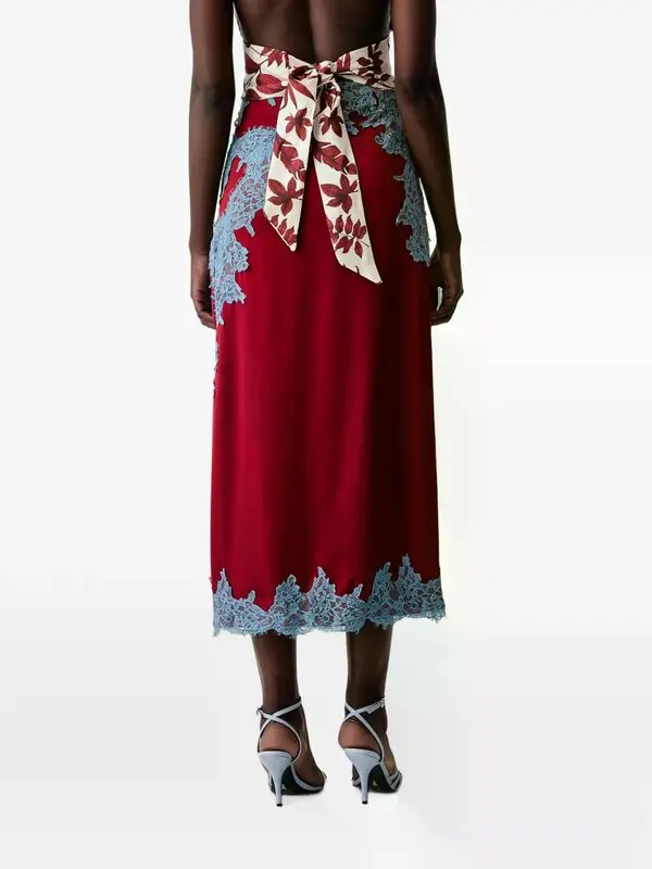 NEVER FULLY DRESSED Lace-appliqué Midi Skirt