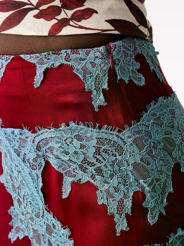 NEVER FULLY DRESSED Lace-appliqué Midi Skirt