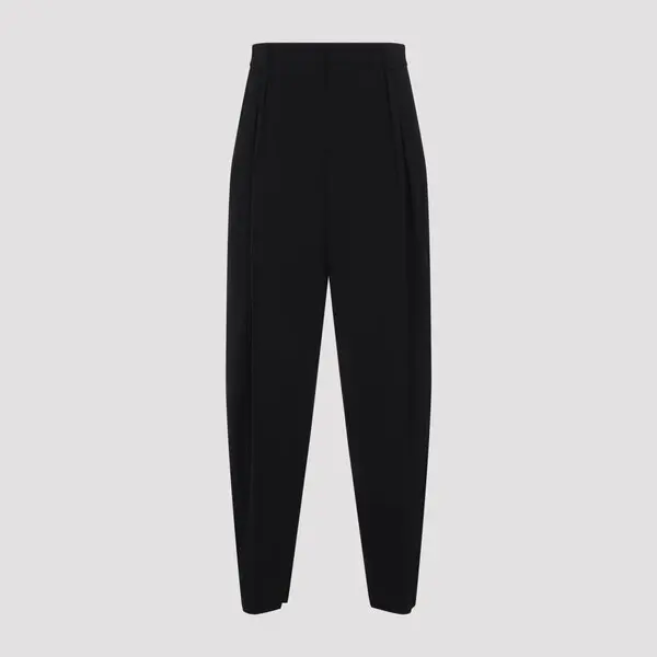 Bottega Veneta Wool Double Pleat Regular Straight-leg Pants - Black