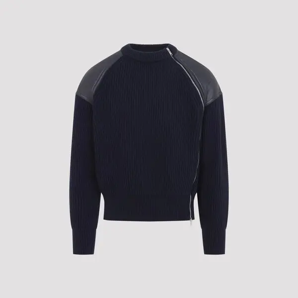 Bottega Veneta Bottega Patch Leather Wool-cashmere Sweater For - Blue
