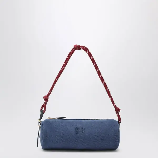 Miu Miu Cotton Gabardine Pouch In Indigo And Amaranth - Blue