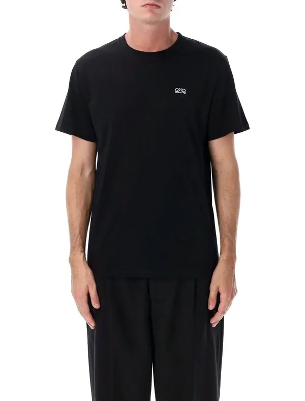 Loewe Two-tone Anagram Embroidered Cotton T-shirt - Nero