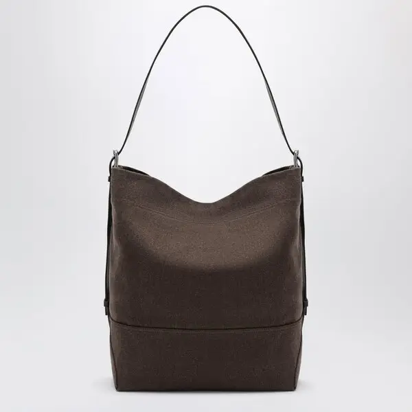 LEMAIRE Belted Tote Bag In Dark Cotton Canvas