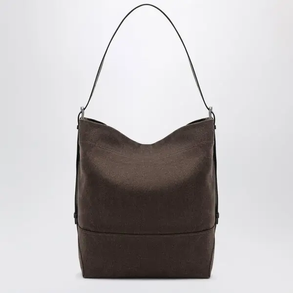 LEMAIRE Belted Tote Bag In Dark Cotton Canvas