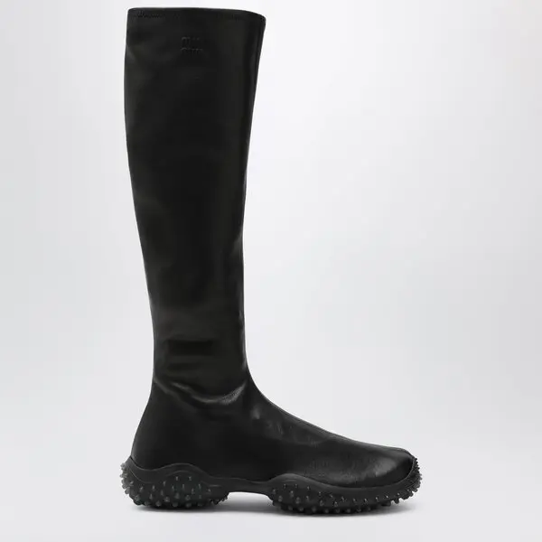 Miu Miu High Leather Boots - Black