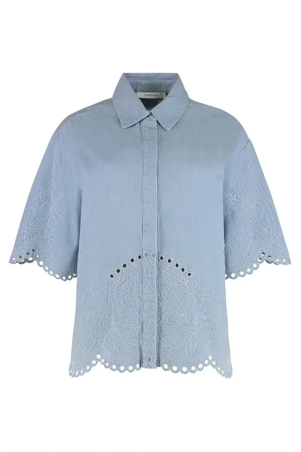 Zimmermann Scalloped Shirt With Hidden Front