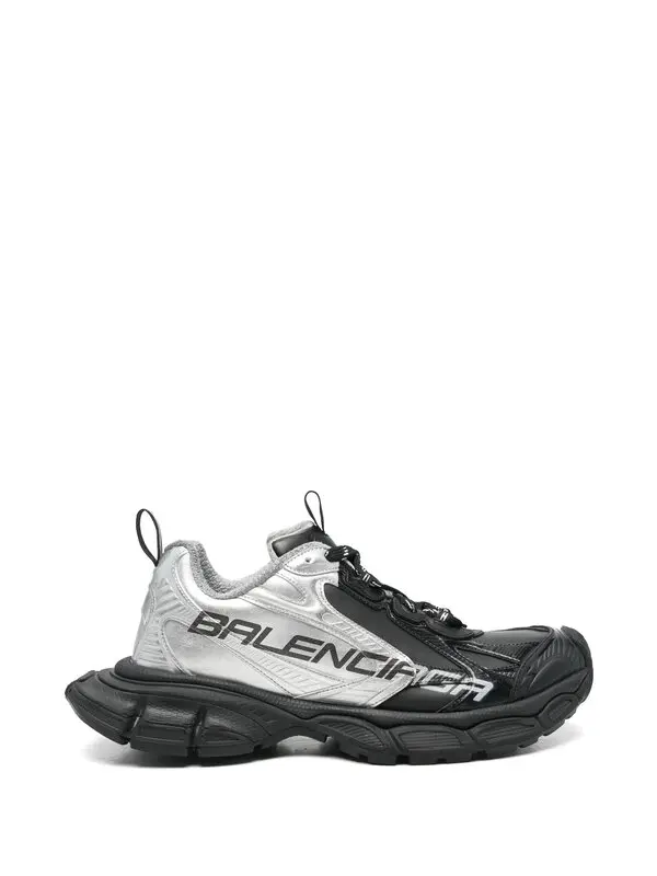 Balenciaga 3xl Metallic-effect Paneled Sneaker - Blacksilve