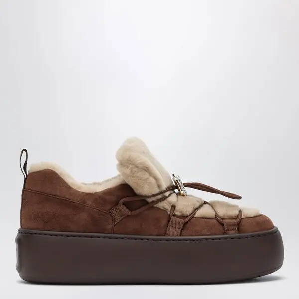 ROGER VIVIER Beige Viv' Up Suede Ankle Boot - Brown