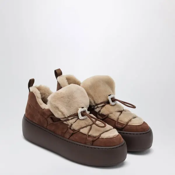 ROGER VIVIER Beige Viv' Up Suede Ankle Boot