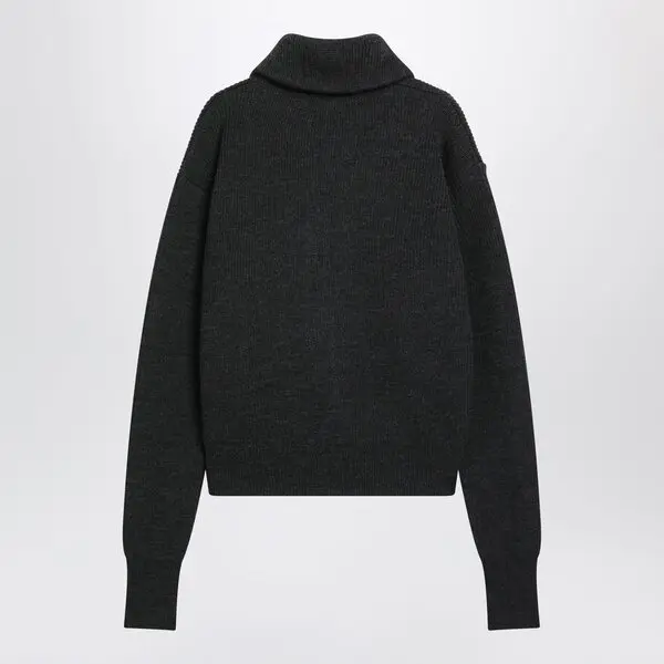 LEMAIRE Grey Melange Zip-up Cardigan In Virgin Wool