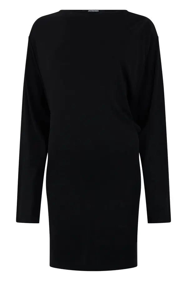 Jacquemus Mistral Mini Dress In Mixed Viscose - Black