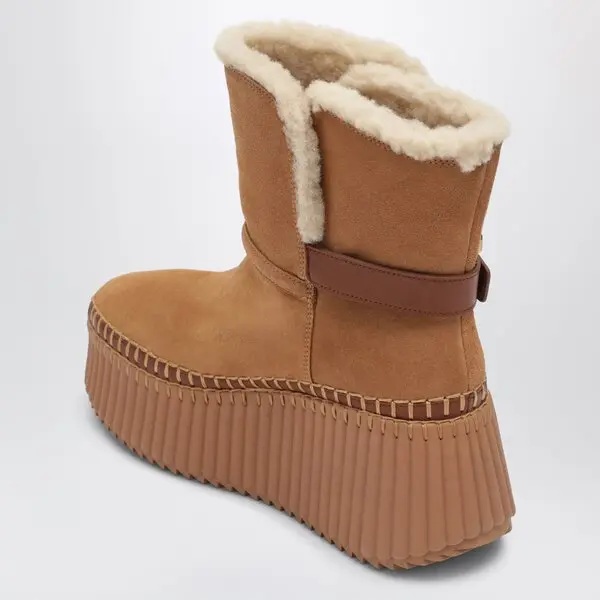 Chloé Nama Ankle Boots In Suede Cowhide - Brown