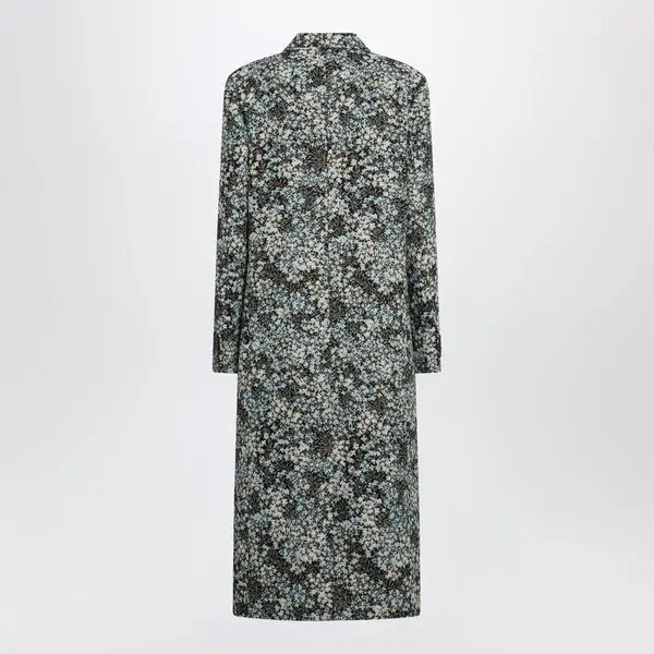 Dries Van Noten Double-breasted Coat With Floral Jacquard Pattern - Blue