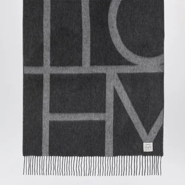 TOTEME Dark Grey Melange Scarf In Brushed Wool