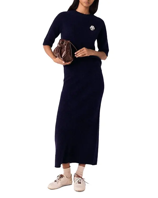 Maje Wool Midi Pencil Skirt