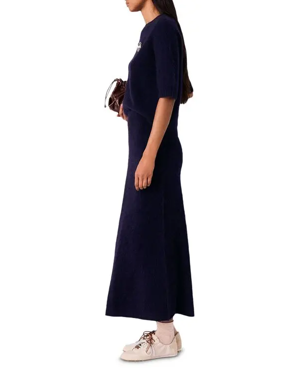 Maje Wool Midi Pencil Skirt