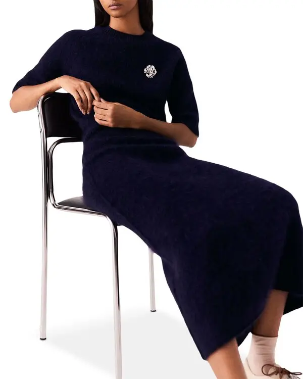 Maje Wool Midi Pencil Skirt