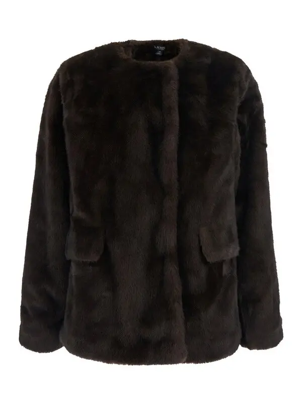 Ralph Lauren Shearling Shirt-collar Jacket With Side Pockets