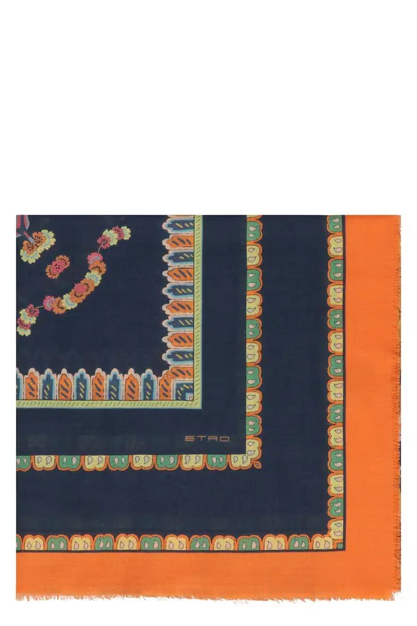 Etro Cashmere-blend Shawl Scarf With Circular Floral Paisley Design
