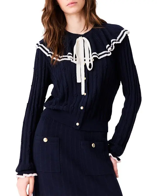 Maje Lanitier Tie Neck Button Front Top