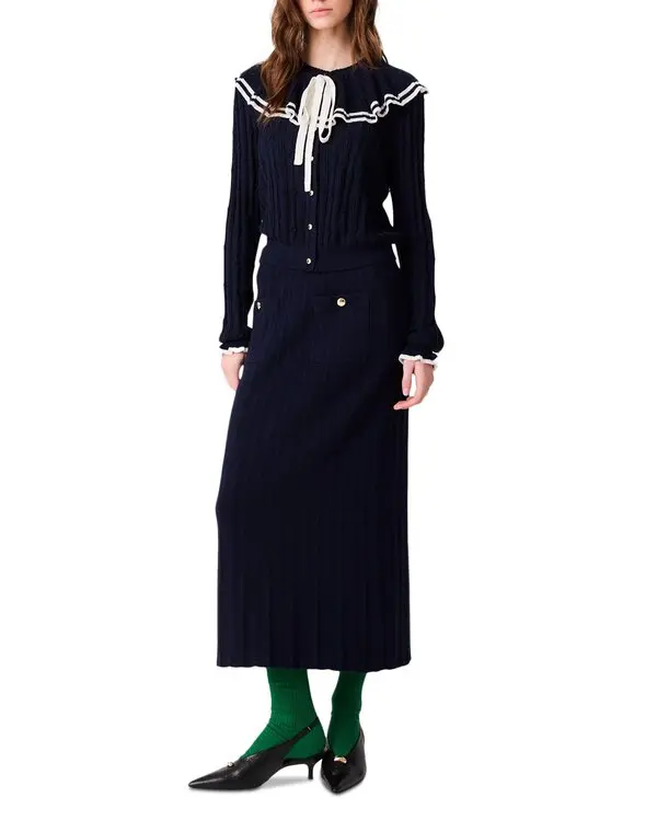 Maje Lanitier Tie Neck Button Front Top