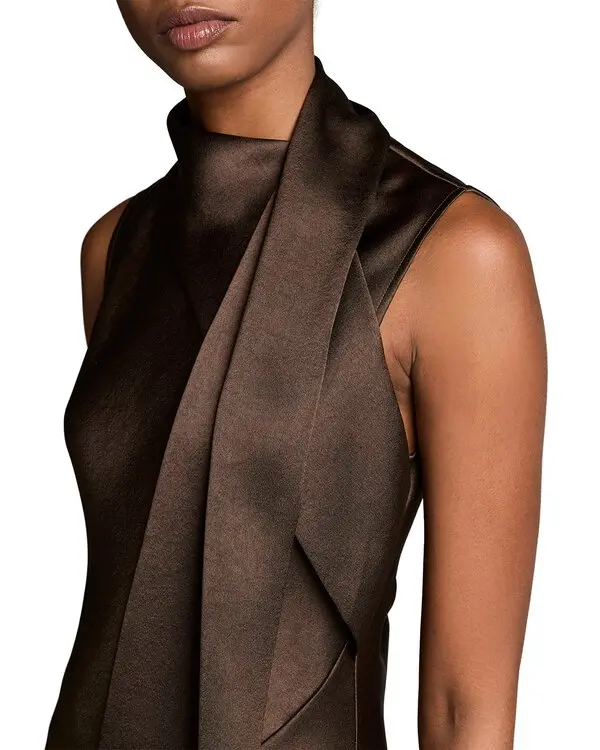 Vince Draped Scarf Tie Sleeveless Dress - Cypress