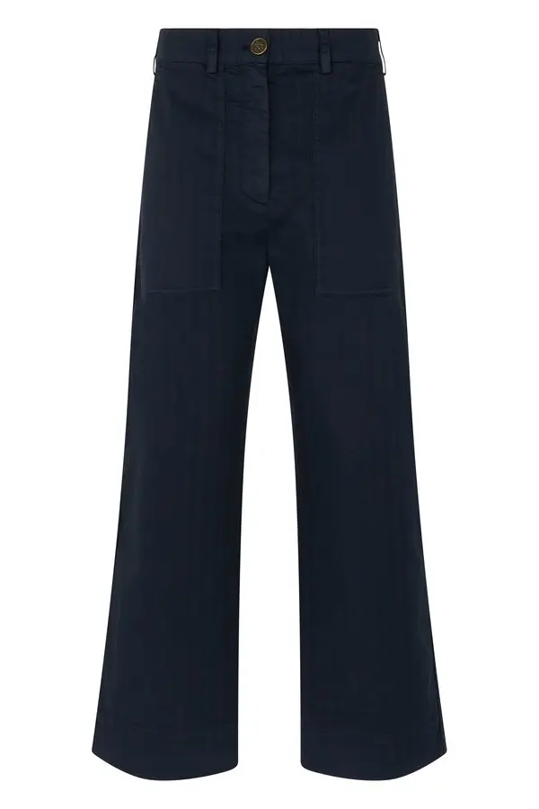 Etro Straight Cotton Pants With Relaxed Wide-leg Fit - Blue