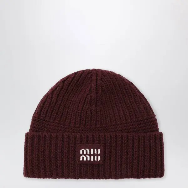 Miu Miu Amaranth Beanie In Wool And Cashmere - Red