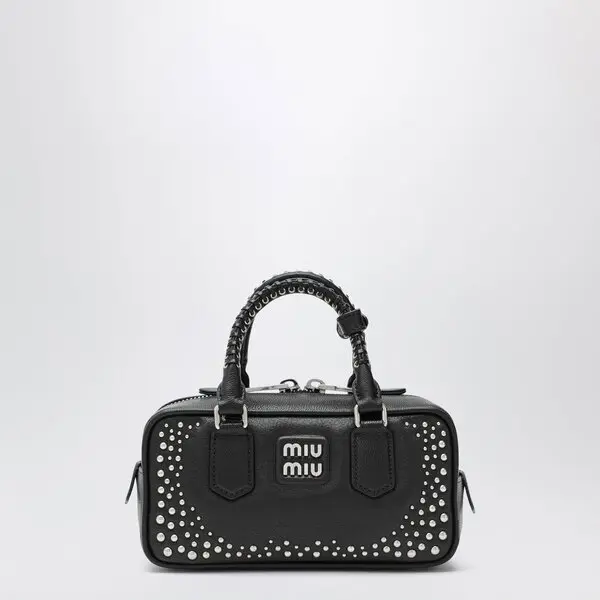 Miu Miu Arcadie Studded Leather Bag - Black