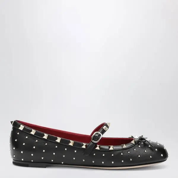 Valentino Garavani Rockstud Leather Ballerinas - Black