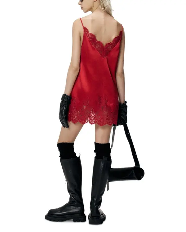 L'EMIUNE Silk Lace Trim Mini Slip Dress