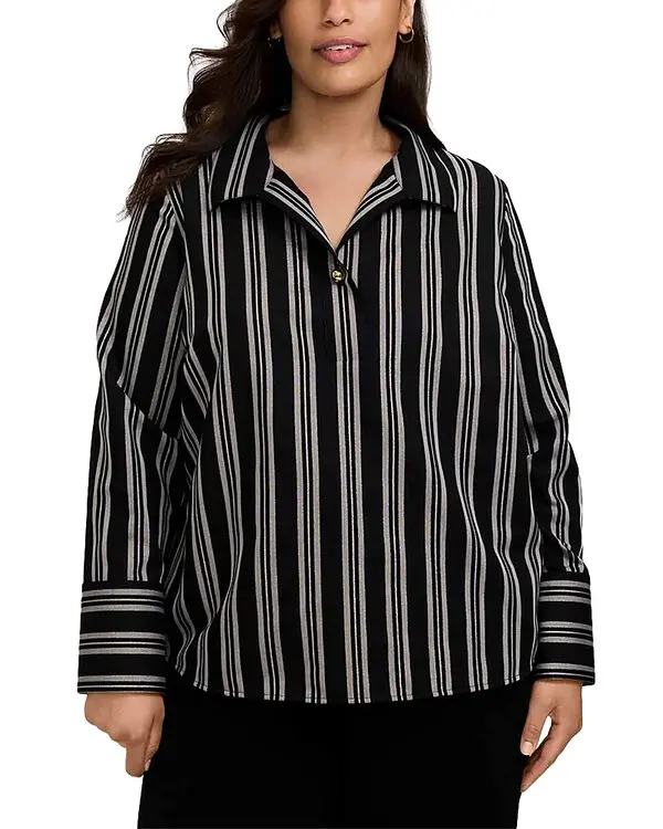 Foxcroft Catalina Lurex Striped Shirt