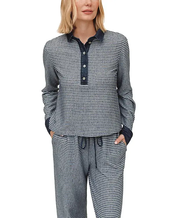 Bella Dahl Contrast Polo Shirt - Heathered