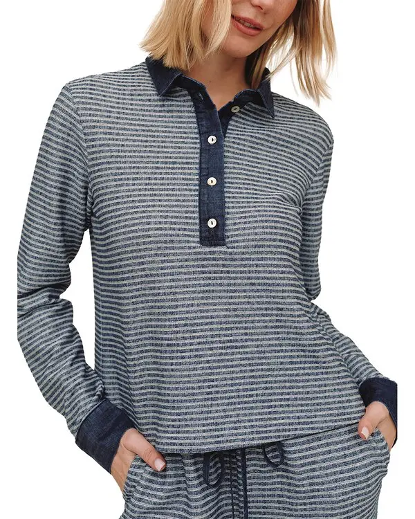 Bella Dahl Contrast Polo Shirt - Heathered