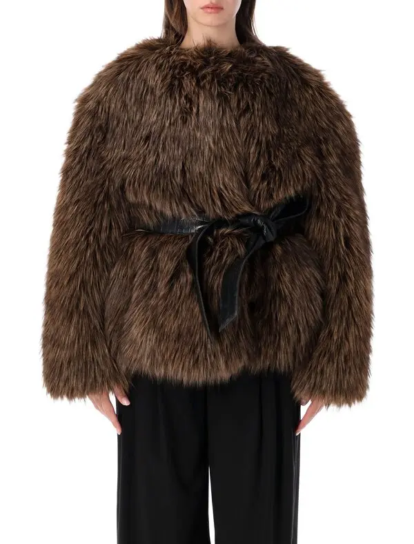 Magda Butrym Faux Fur Belted Coat