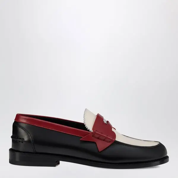 CHRISTIAN LOUBOUTIN New Penny /white/red Leather Loafers - Black
