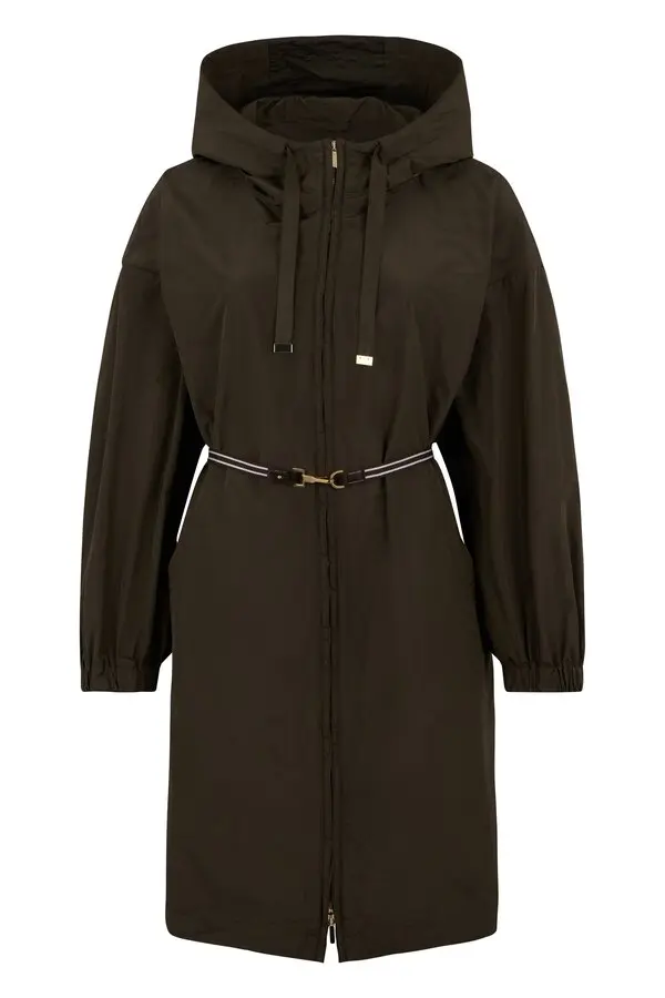 Max Mara Water-repellent Taffeta Parka Jacket With Hood & Belt