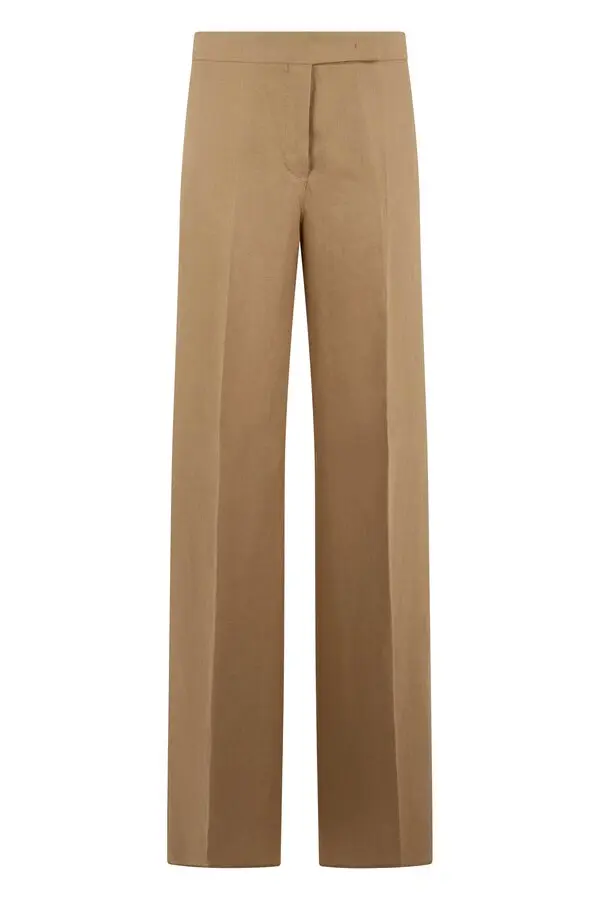 Max Mara Loose-fit Linen Trousers With Wide Legs