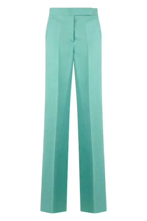 Max Mara Straight Linen Trousers - Turquoise
