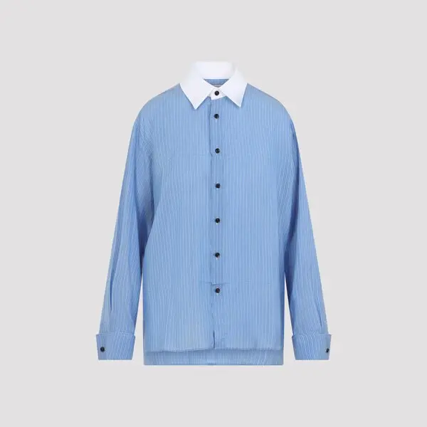 Bottega Veneta Striped Viscose-cupro Shirt - Blue