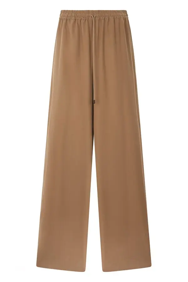 Max Mara Loose-fit Silk Trousers With High Waist Pleats - Camel