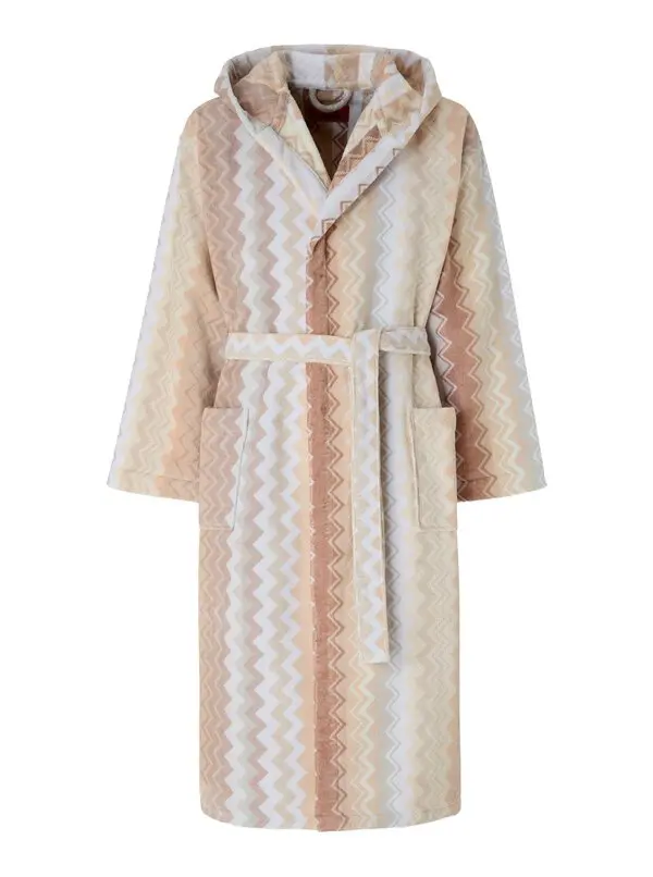 Missoni Multicolored Hooded Bathrobe For With Simple Trim - Multicolor