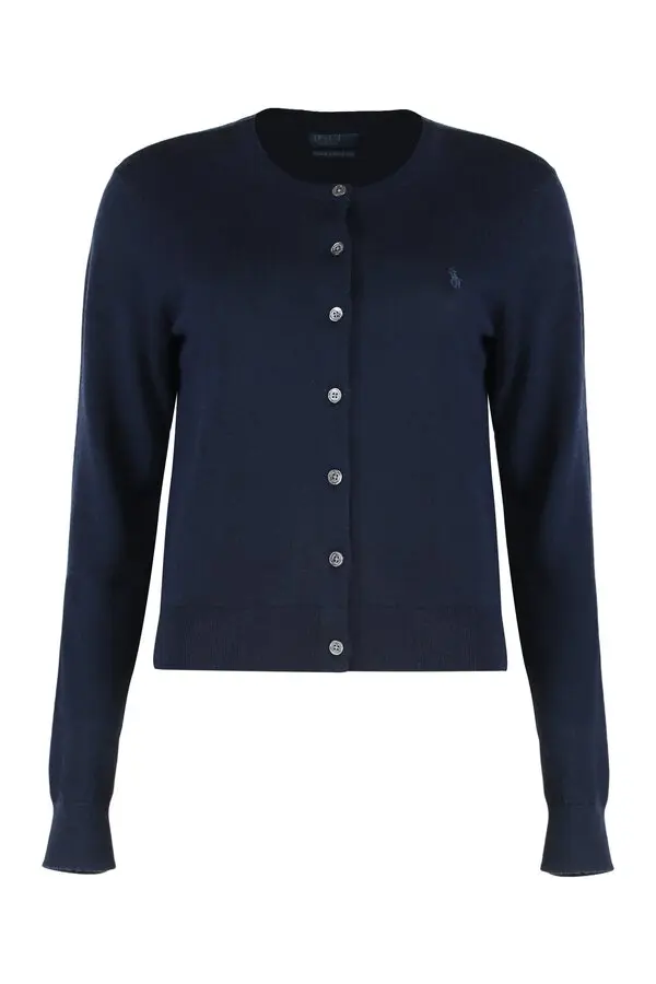 Polo Ralph Lauren Wool Button-front Cardigan With Long Sleeves - Blue