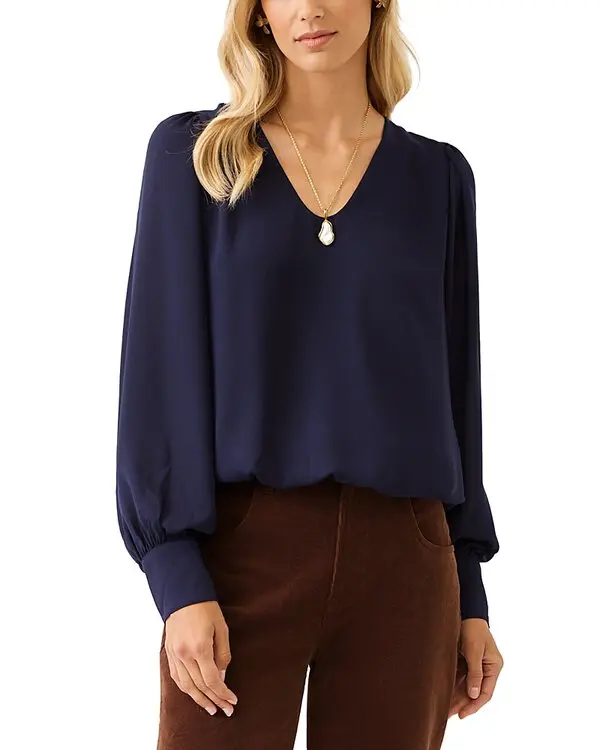 Karen Kane Petite V Neck Puff Sleeve Top