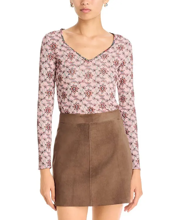Johnny Was Lindey Wide V Neck Long Sleeve Top