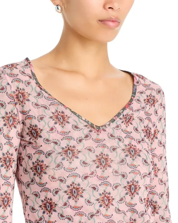 Johnny Was Lindey Wide V Neck Long Sleeve Top
