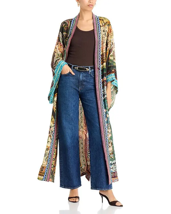 Johnny Was Aziza Long Silk Reversible Kimono - Solana Patchwork