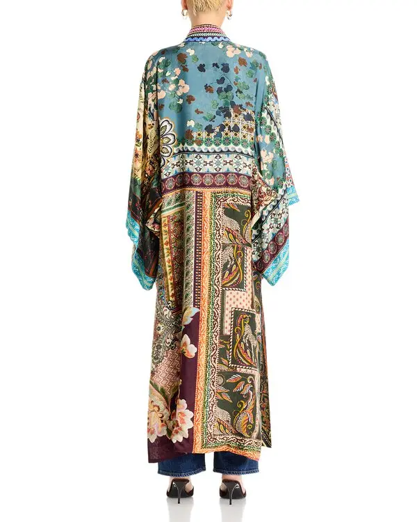 Johnny Was Aziza Long Silk Reversible Kimono - Solana Patchwork