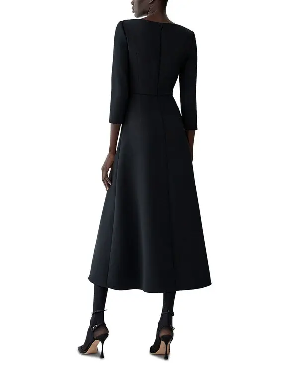 Carolina Herrera Embellished Bow Trim Midi Dress