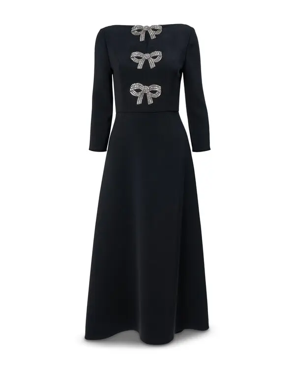 Carolina Herrera Embellished Bow Trim Midi Dress